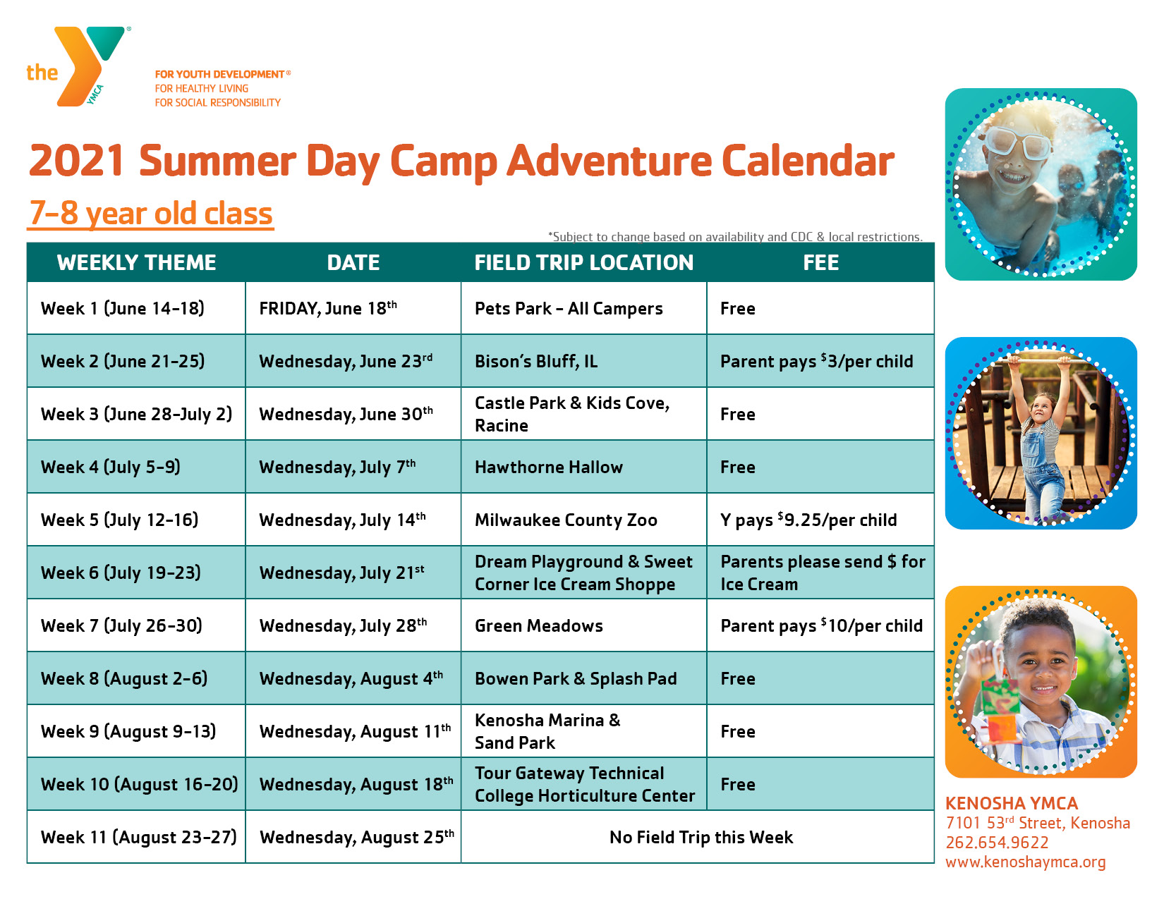 Summer Day Camp Child Daycare KENOSHA YMCA