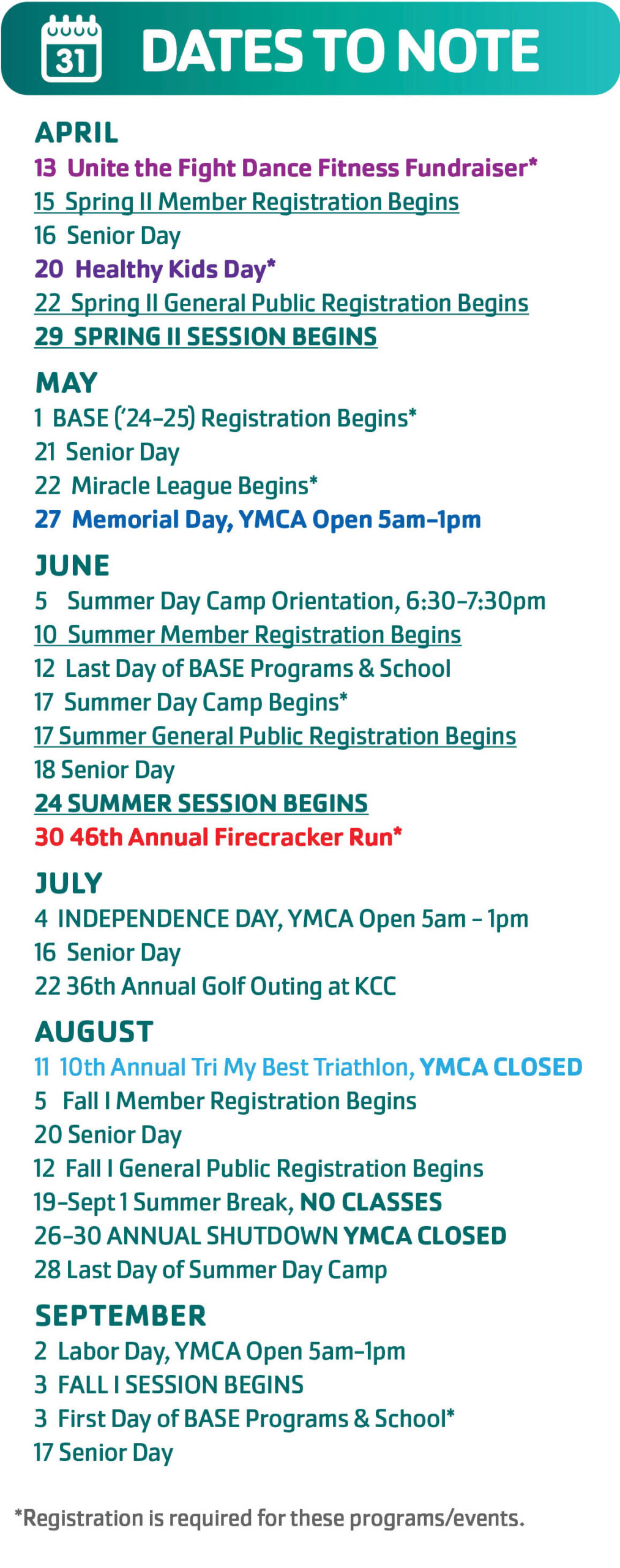 Schedule | Kenosha YMCA